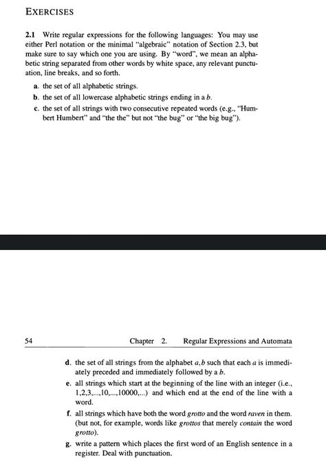 Solved 21 Write Regular Expressions For The Following