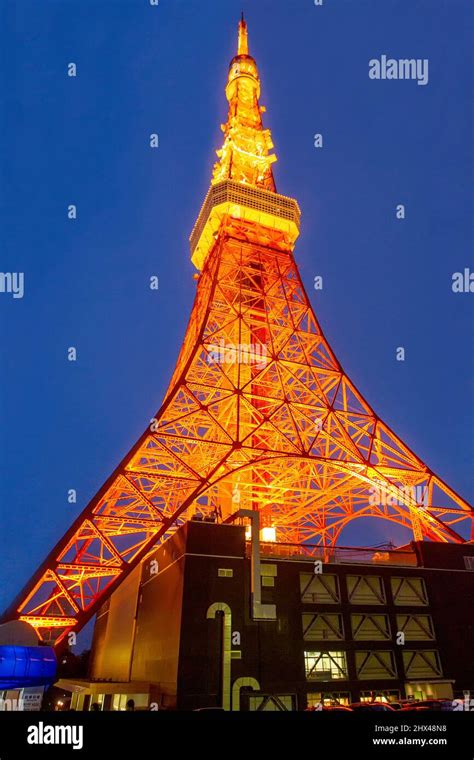 Twilight View Of The Orange Tokyo Tower Very Similar To The Eiffel