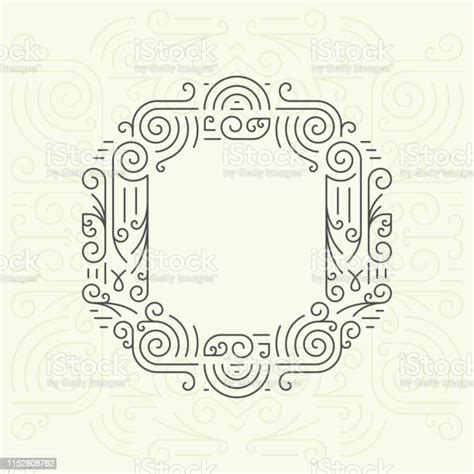 벡터 모노 라인 스타일 기하학적 글꼴 텍스트 슬로건 템플릿 또는 광고 레이블과 배지의 황금 모노 그램 디자인 요소 문자 O 아르