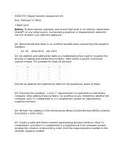 Digital Systems Assignment Overflow Binary Arithmetic Course Hero