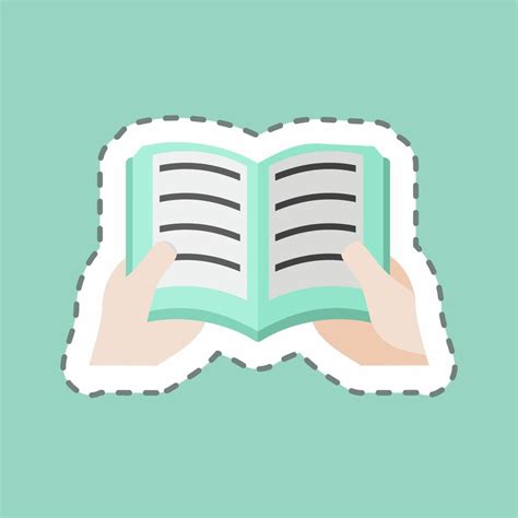 Sticker Line Cut Holding Book Suitable For Hand Actions Symbol Simple Design Editable Design