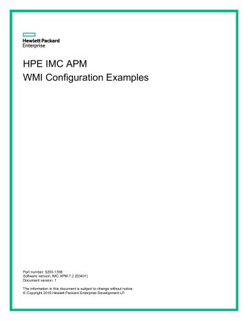 HPE IMC APM WMI User Guide Manualzz