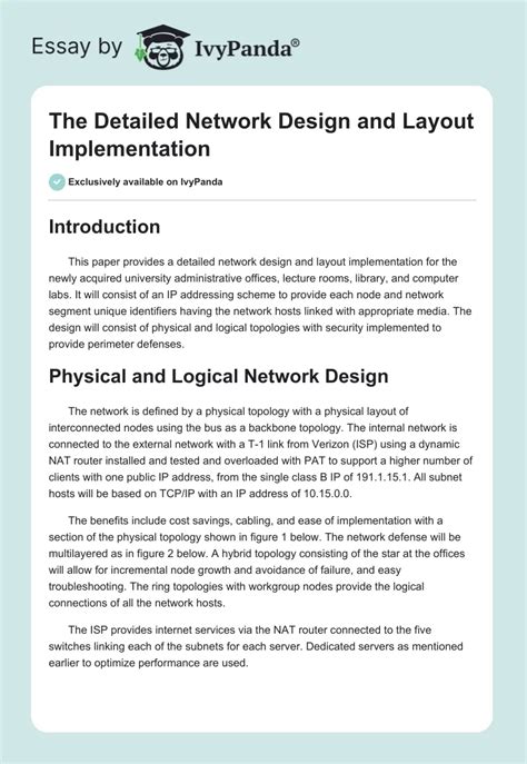 The Detailed Network Design And Layout Implementation Words Case Study Example