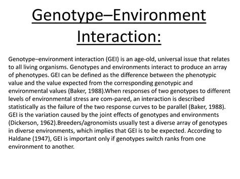 Genotype Environment Interaction Pptx Agriculture Industries