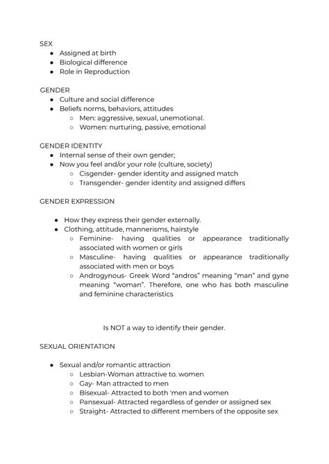 Gensoc Prelim Notes None SEX Assigned At Birth Biological Difference Role In Reproduction