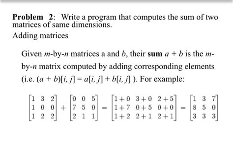 Solved Problem A Matrix Is An Array With Two Dimensions Chegg Com