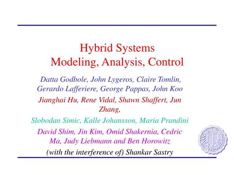 Ppt Hybrid Systems Modeling Analysis Control Powerpoint