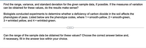Find The Range Variance And Standard Deviation For Chegg