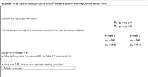 Solved Exercise 1029 Algo Inferences About The Difference