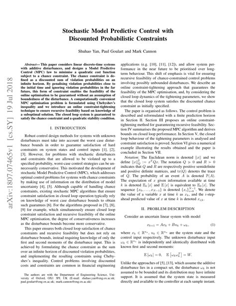 PDF Stochastic Model Predictive Control With Discounted Probabilistic Constraints
