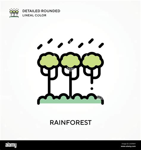Rainforest Detailed Rounded Lineal Color Modern Vector Illustration Concepts Easy To Edit And