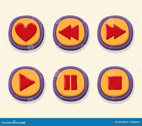 Hand Drawn 3d Web Buttons For The Player Like Rewind Play Pause