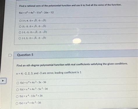 Solved Find A Rational Zero Of The Polynomial Function And