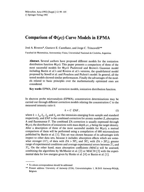 Pdf Comparison Of Phi Rho Z Curve Models In Epma