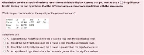 solved given below are the analysis of variance results from