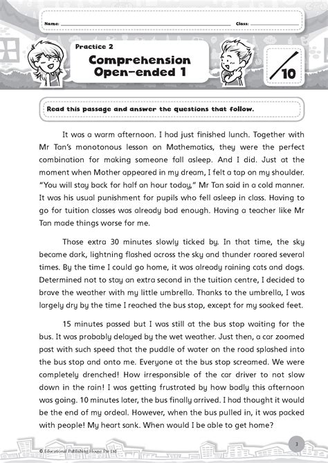 P3 English Classroom Practice Comprehension Openschoolbag