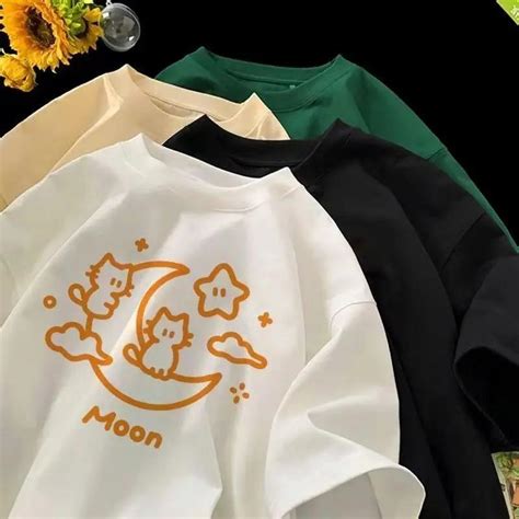 Купити Нова літня жіноча футболка з 3d принтом вільні топи з мультяшним котом і короткими