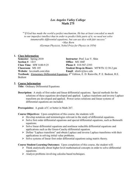 Syllabus Lavc Math Department