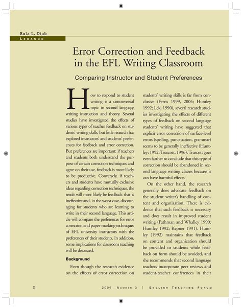 Error Correction And Feedback In The Efl Writing Classroom Etforum 2
