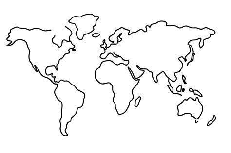Premium Vector Minimalist World Map Outline In Black On White Background