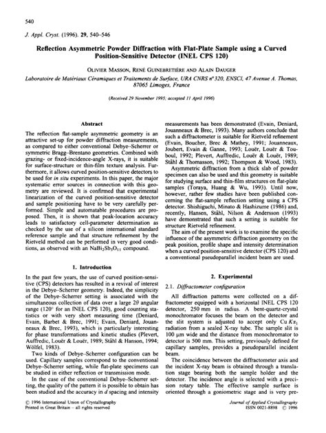 Pdf Reflection Asymmetric Powder Diffraction With Flat Plate Sample