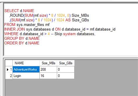 Get SQL All DB Size Using C Window S From Stack Overflow