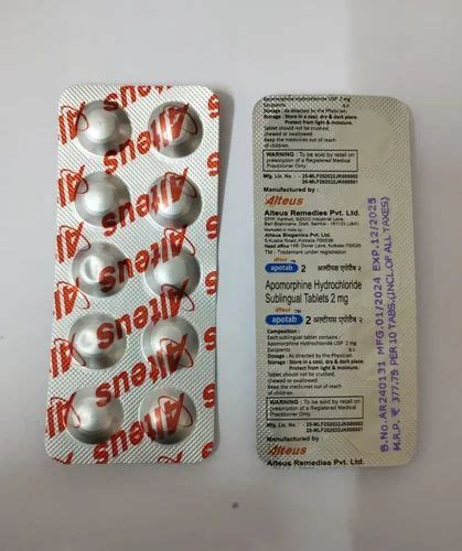 Apotab Apomorphine 2 Sublingual Tablet At ₹ 377strip In Nagpur Id 2855816588691