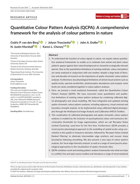 Pdf Quantitative Colour Pattern Analysis Qcpa A Comprehensive