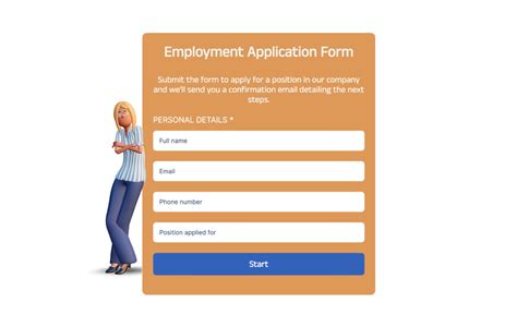 Simple Employment Application Form Template Visme