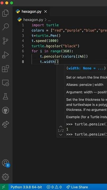 Colorful Hexagon Pattern Using Turtle Python Module Shorts Turtle