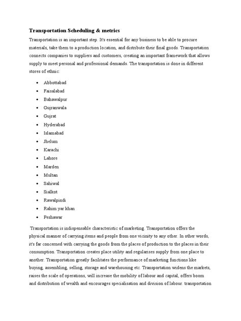 Transportation Scheduling Pdf Transport Warehouse
