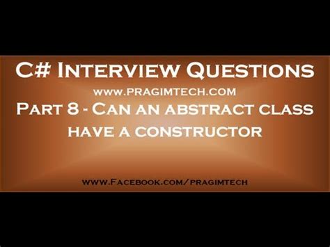 Part Can An Abstract Class Have A Constructor YouTube