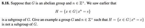 solved suppose that g is an abelian group and n z we saw