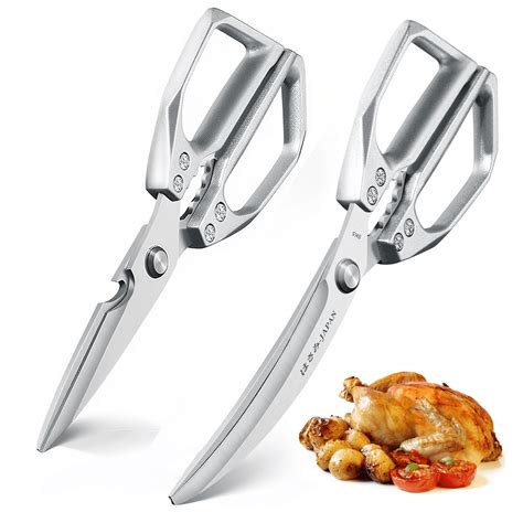 Kitchen Scissors Set Silver Stainless Steel Kitchen Shear Sharp Meat