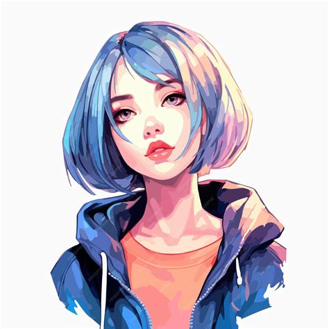 Anime Girl With Short Blue Hair