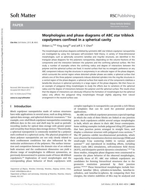 Pdf Morphologies And Phase Diagrams Of Abc Star Triblock Copolymers