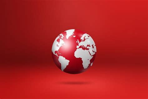 Premium Photo World Globe Earth Map Isolated On Red Horizontal Background
