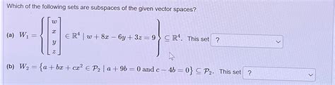 solved which of the following sets are subspaces of the