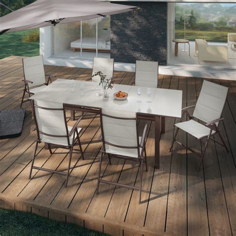 Lot table ext Odyssea II et 8 fauteuils NATERIAL Orion II, aluminium ...