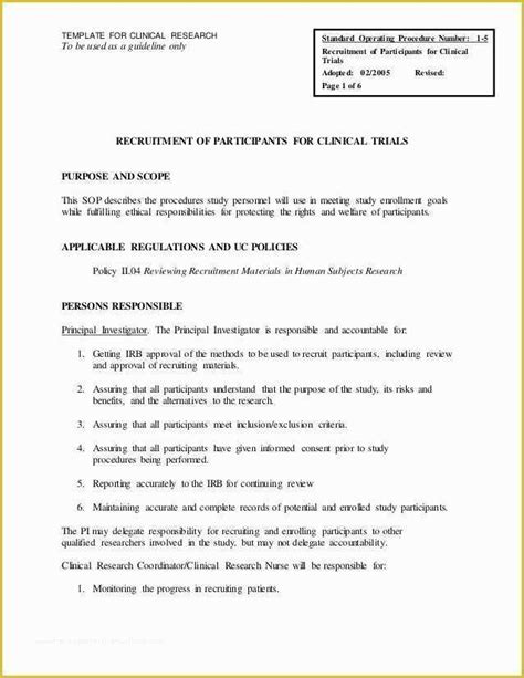 Clinical Research Sop Template Free Heritagechristiancollege