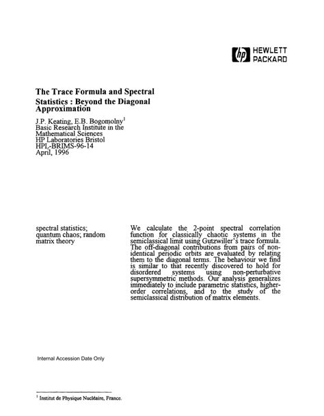 Pdf Gutzwillers Trace Formula And Spectral Statistics Beyond The Diagonal Approximation