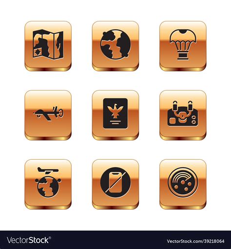 Set World Travel Map Globe With Flying Plane Vector Image