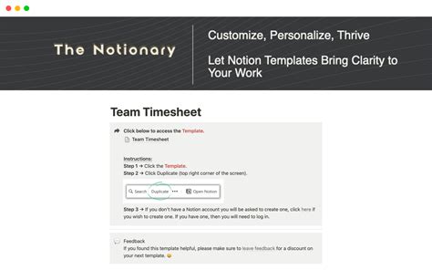 team timesheet template notion marketplace