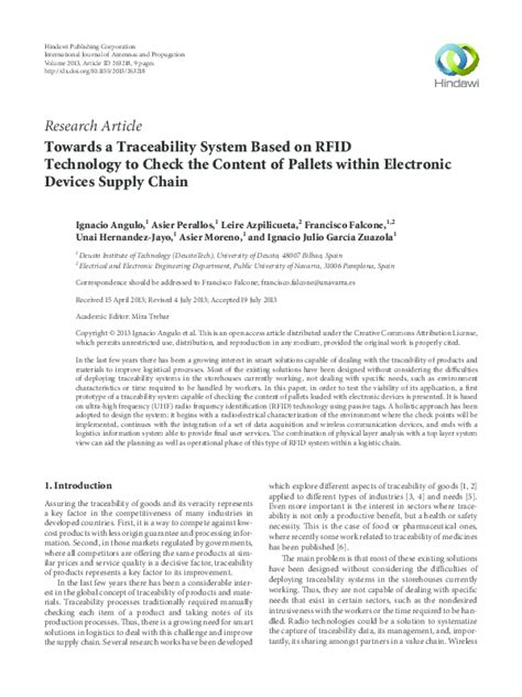 Pdf Towards A Traceability System Based On Rfid Technology To Check The Content Of Pallets