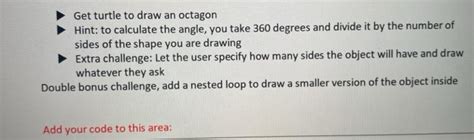 Solved Get Turtle To Draw An Octagon Hint To Calculate The