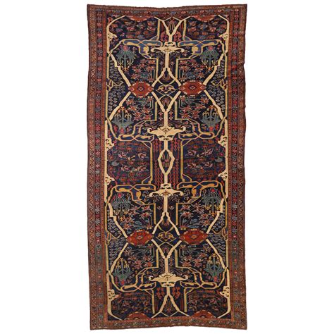 Antique Persian Rug Bijar Design With Multicolored Floral Patterns