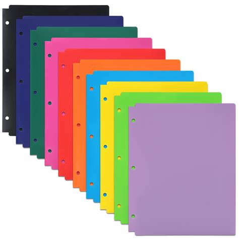 Eoout 10 Pack Binder Folders 2 Pocket File Folders 3 Hole Punch Poly