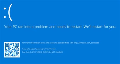 How To Eliminate Stop Code System Thread Exception Not Handled On