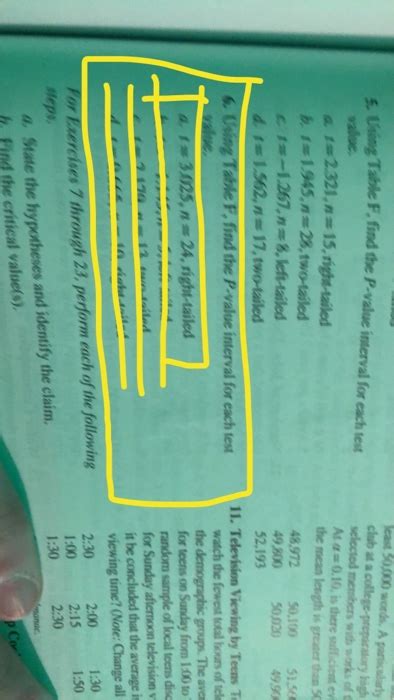 Solved Using Table F Find The P Value Interval For Each