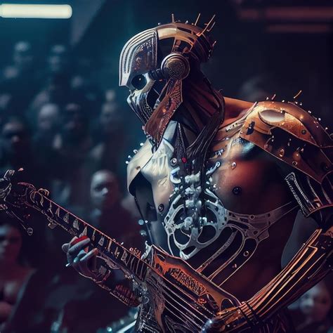 A Robot Playing A Guitar Premium Ai Generated Image